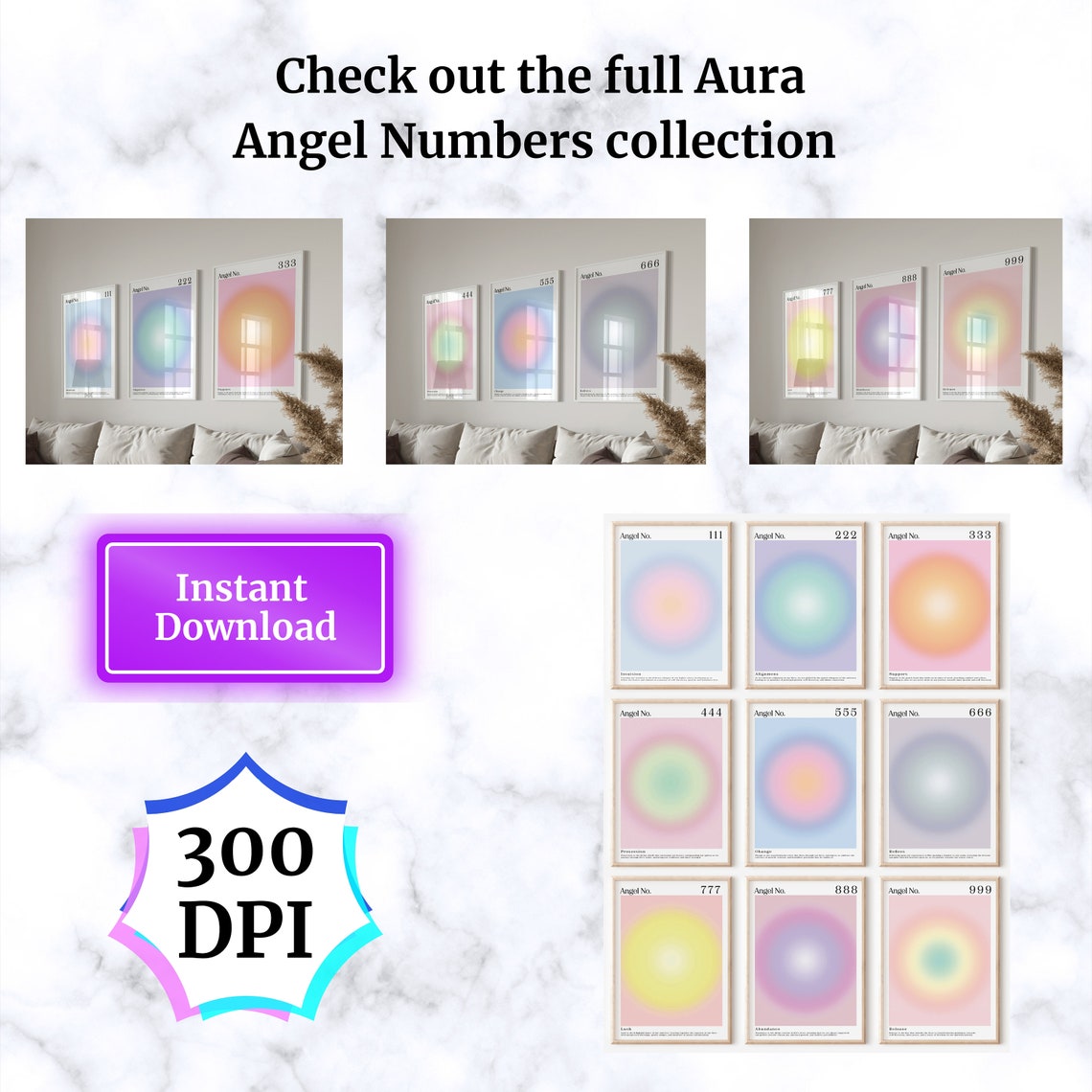 Positive Aura Poster Angel Number 444 Spiritual Gradient Aura Poster ...