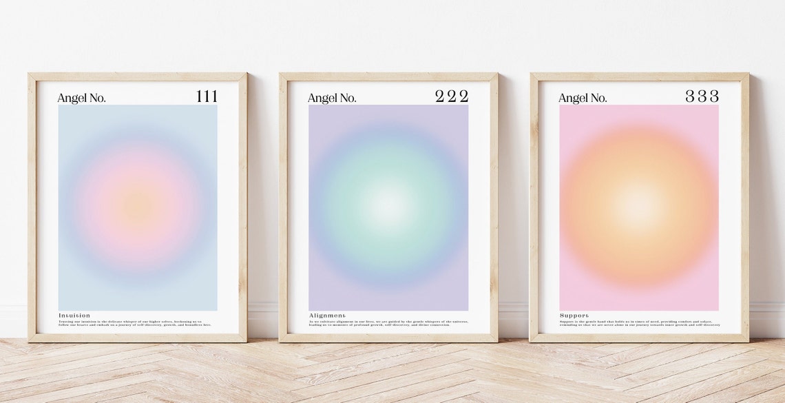 Positive Aura Posters Set of 9 Spiritual Gradient Aura Poster Print ...