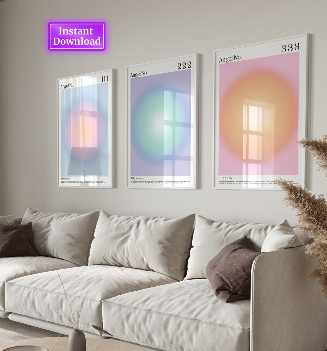 Positive Aura Posters Set of 3 Spiritual Gradient Aura Poster Print ...