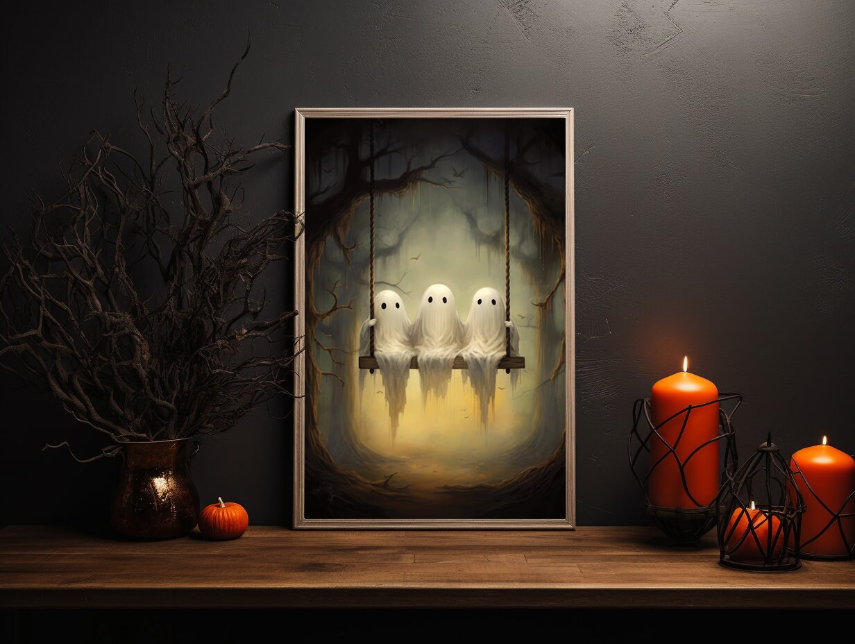 Cute Ghost Painting Victorian Gothic Cute Horror Creepy Goth Wall Art ...