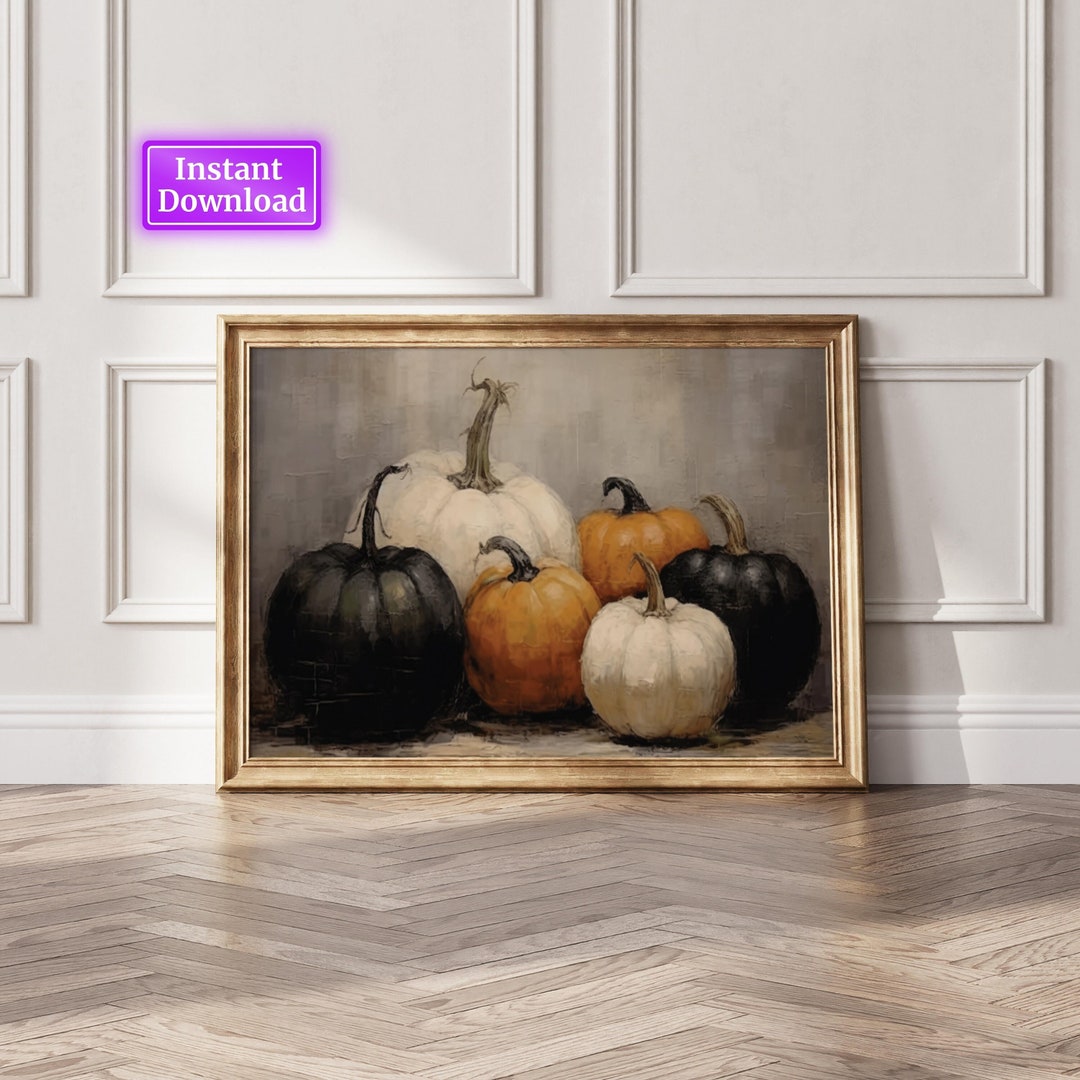 Halloween Decor Printable Pumpkins Still Life Painting Rustic - Etsy