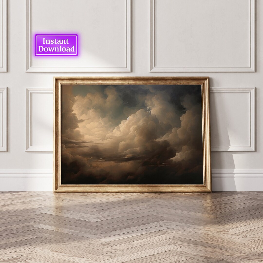 Gothic Sky Cloud Study Dark Academia Print Goth Wall Decor Oil Painting ...