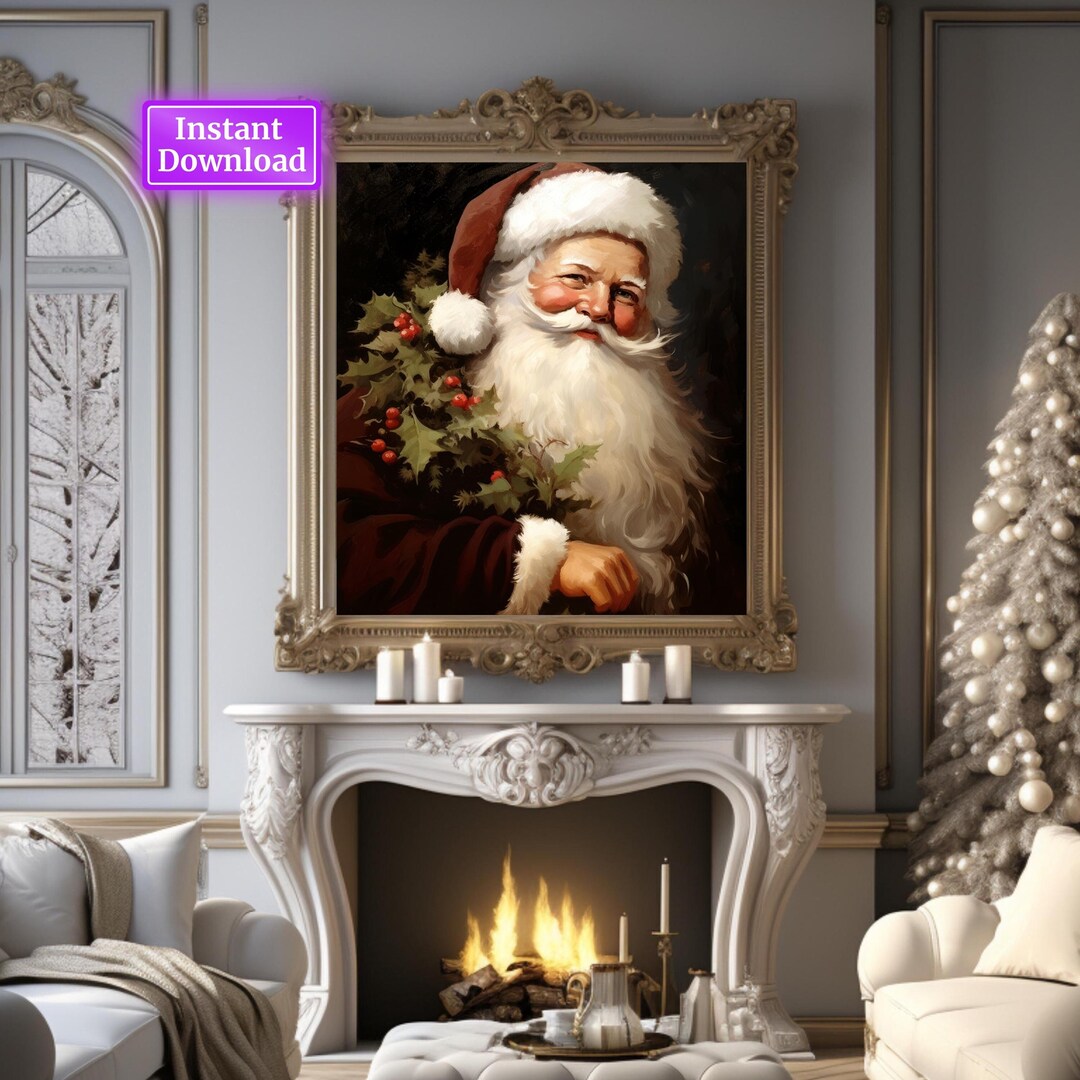 Retro Santa Christmas Artful Christmas Decore Holiday Printable Xmas ...