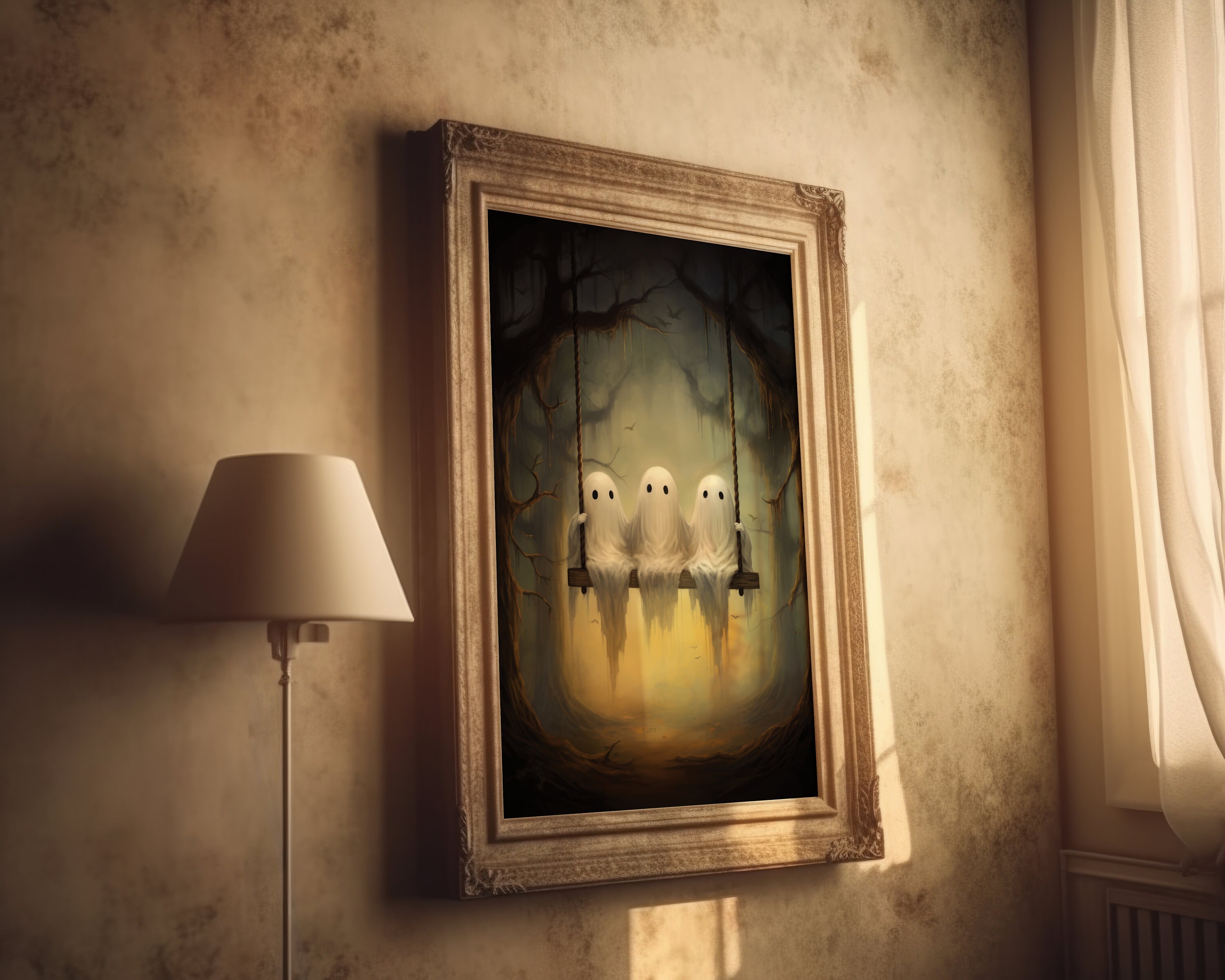 Cute Ghost Painting Victorian Gothic Cute Horror Creepy Goth Wall Art ...