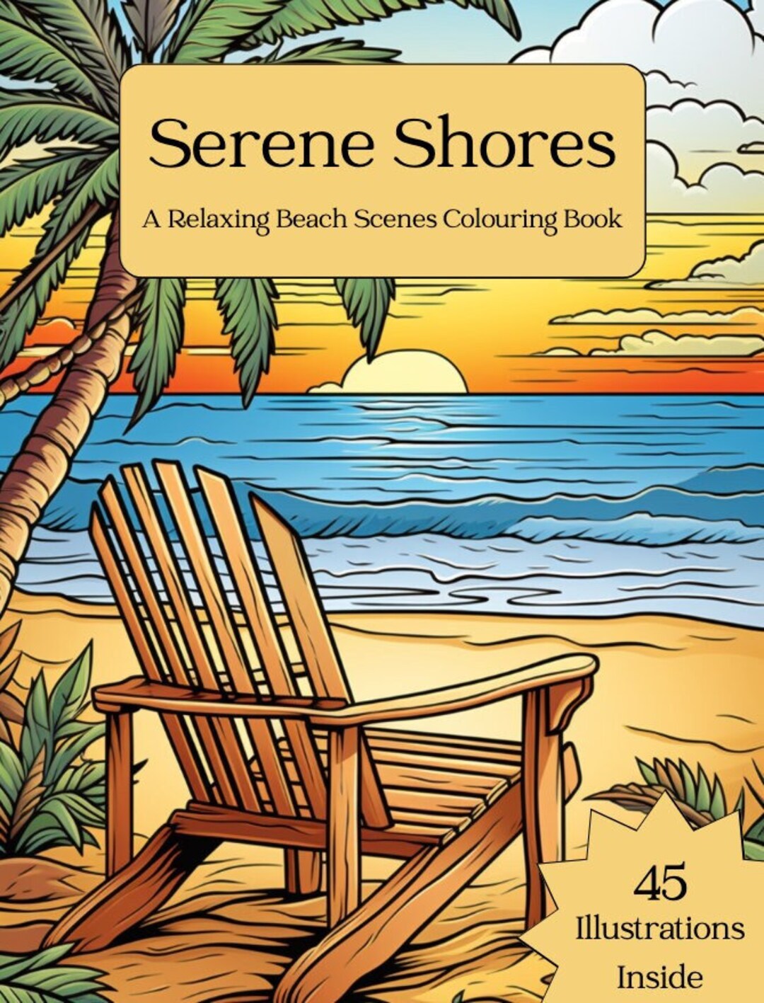 Beach Coloring Book Serene Shores A Relaxing Beach Scenes - Etsy