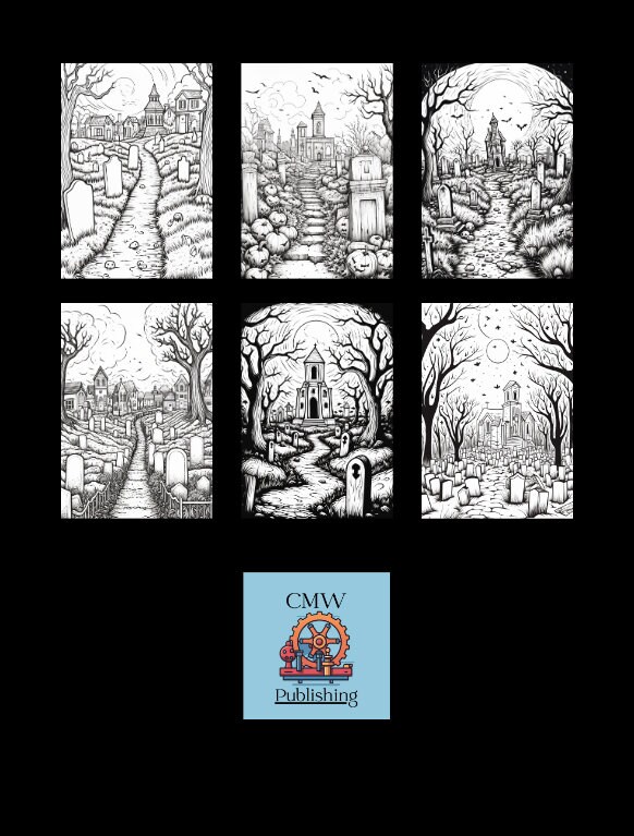 Graveyard Coloring Book Enchanted Graveyards A Spooky Colouring ...