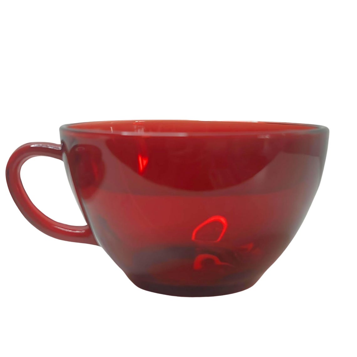MCM Ruby Red Anchor Hocking Glass Tea/ Coffee Cup and Saucer Set ...