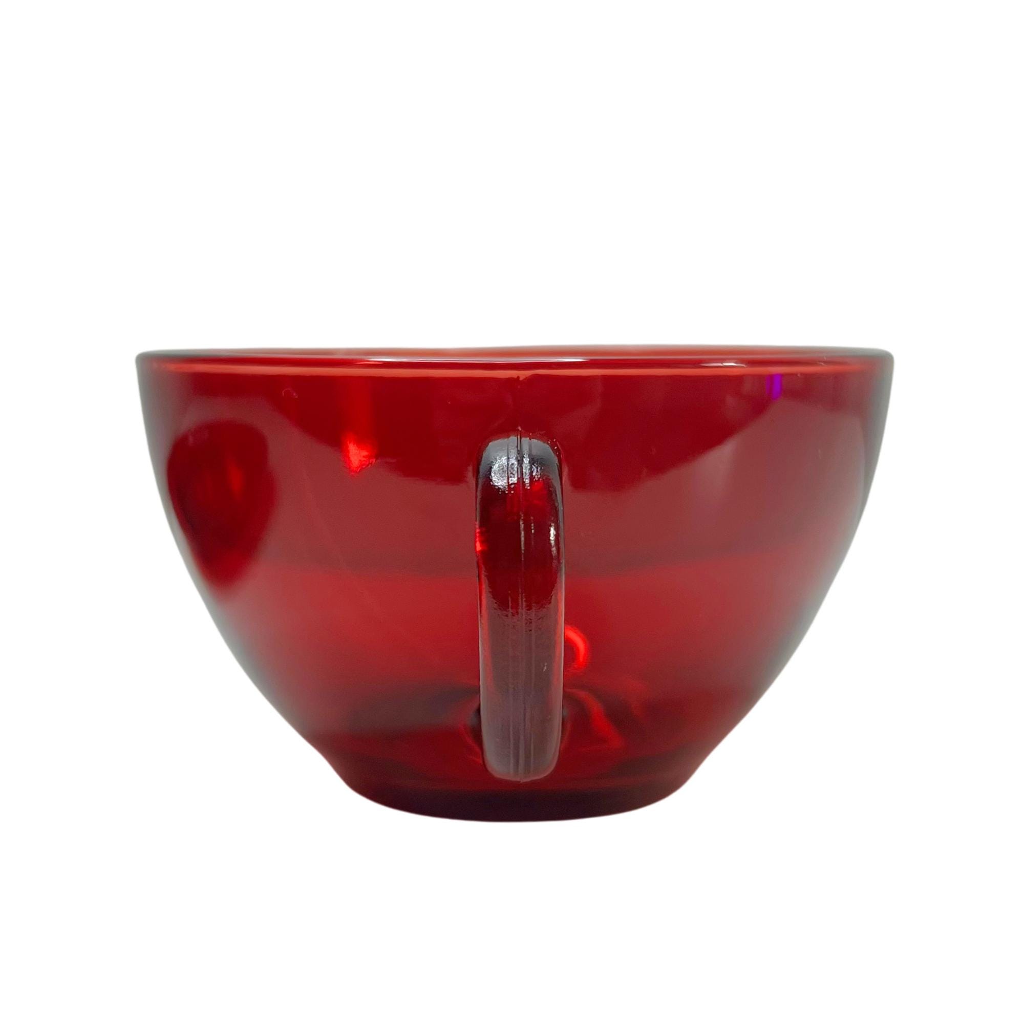 MCM Ruby Red Anchor Hocking Glass Tea/ Coffee Cup and Saucer Set ...