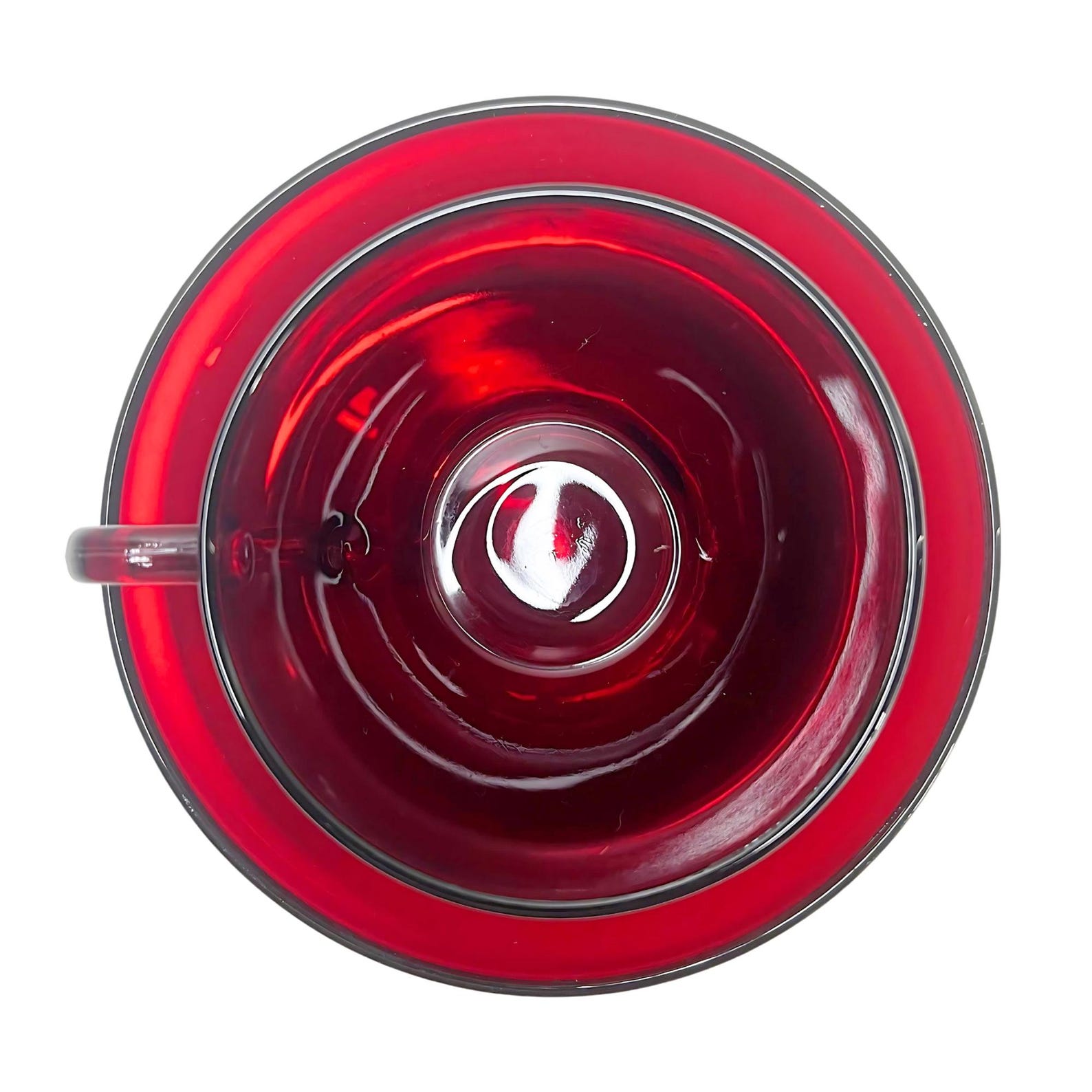 MCM Ruby Red Anchor Hocking Glass Tea/ Coffee Cup and Saucer Set ...