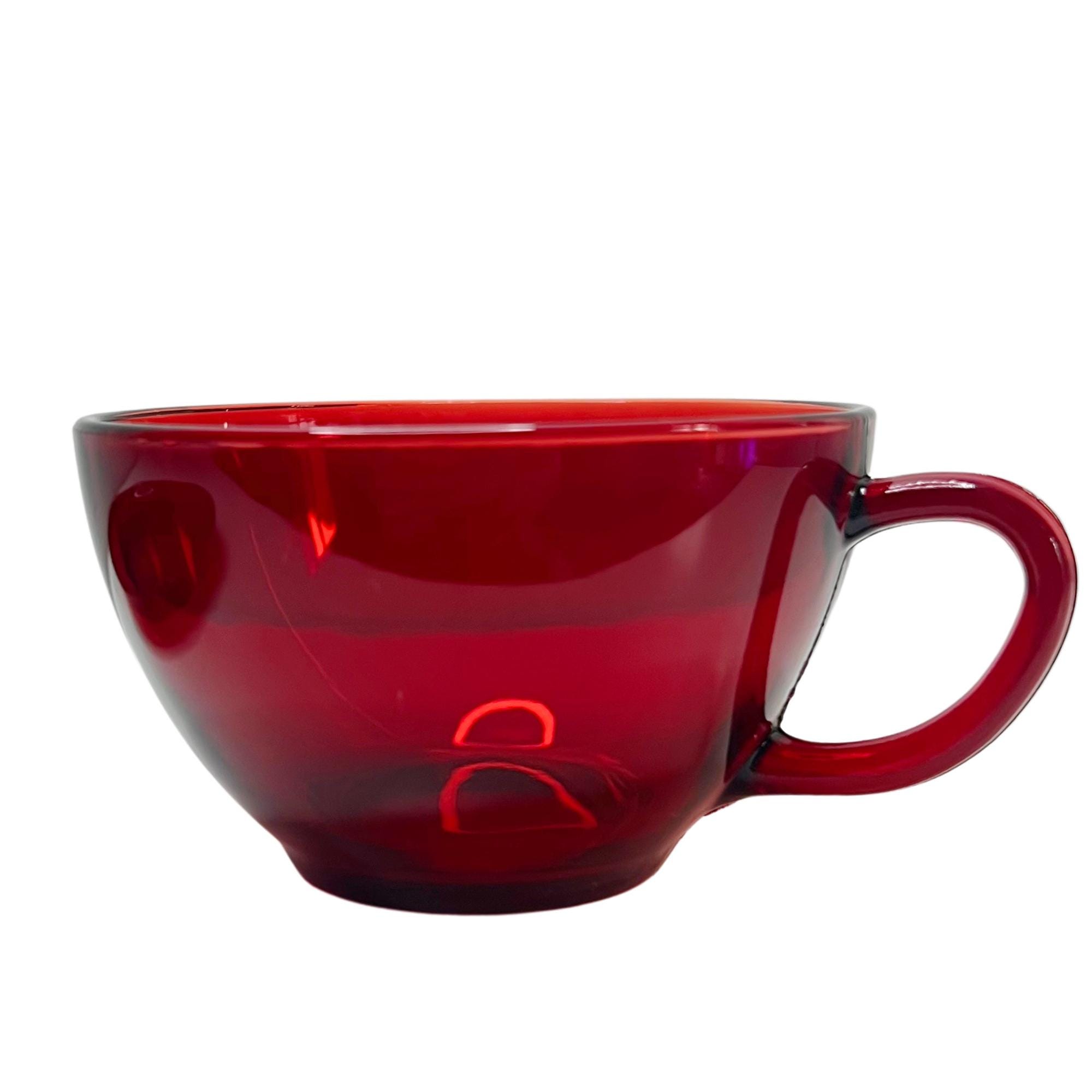MCM Ruby Red Anchor Hocking Glass Tea/ Coffee Cup and Saucer Set ...