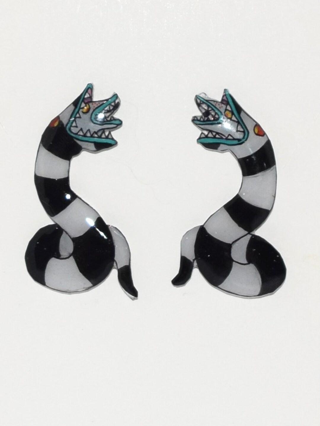 Beetlejuice Sandworm Hand-drawn Stud Earrings Unleash Your - Etsy