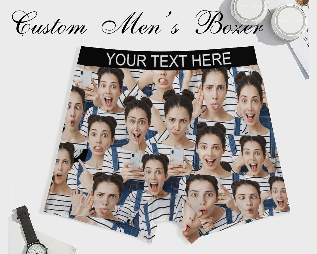 Custom Men's Boxer With Mutiple Faces With Text - Etsy