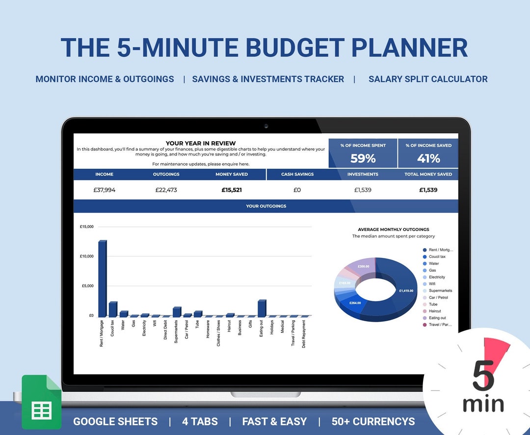 Money Tracker Template for Google Sheet, Financial Budget Planner ...