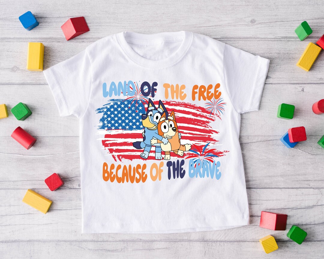 Retro Bluey 4th of July PNG, Bluey Png, Land of the Brave, USA Png ...