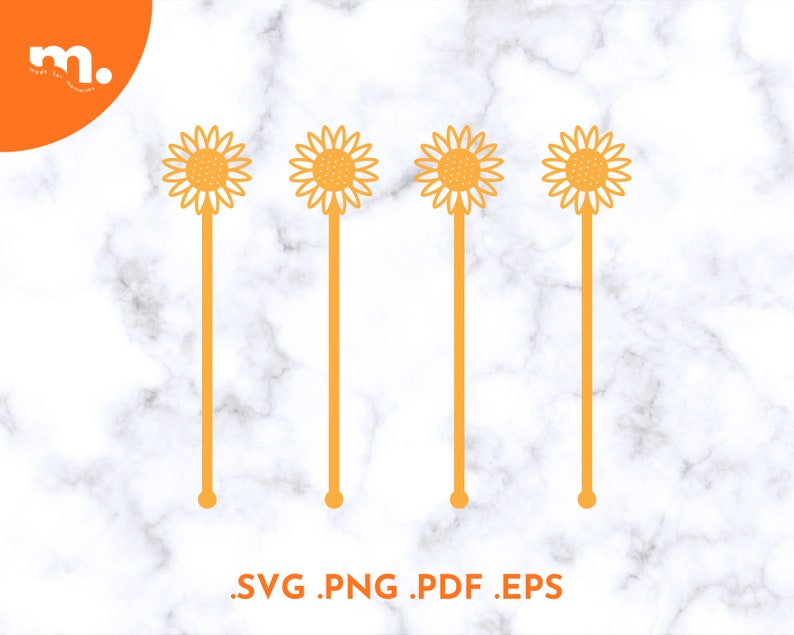 Sunflower Swizzle Sticks SVG File | Flower Stick Sticks Laser Cut File ...