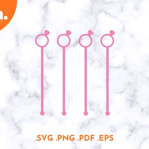 Ring Drink Stirrers Svg File | Engagement Ring Swizzle Sticks Laser Cut ...