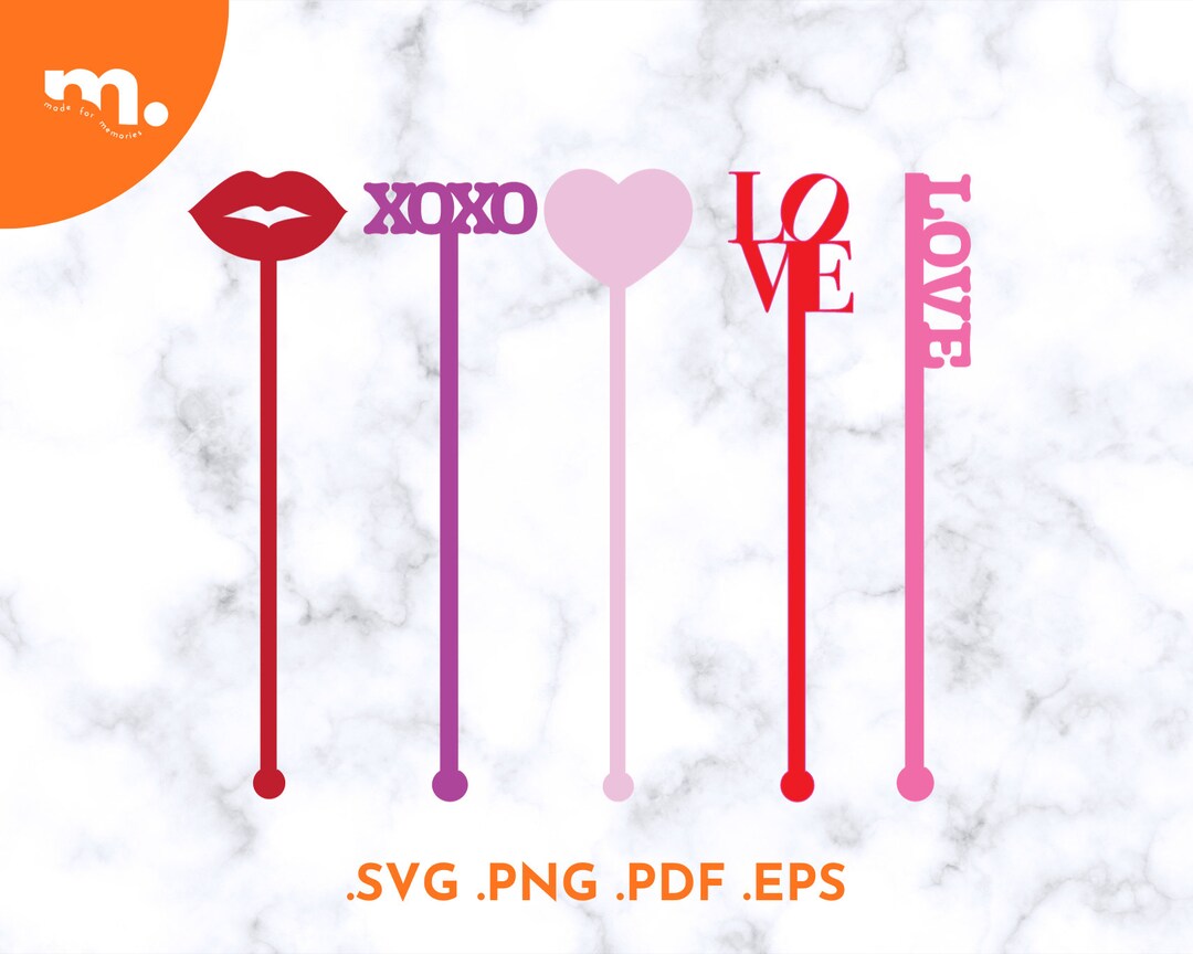 Valentines Day Drink Stirrers SVG File | Valentines Stir Stick Laser ...