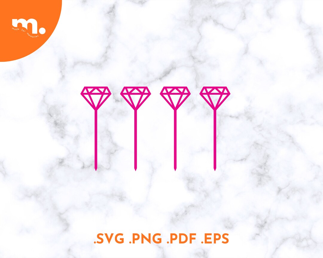 Diamond Cake Topper SVG File | Diamond Cupcake Toppers Laser Cut File ...