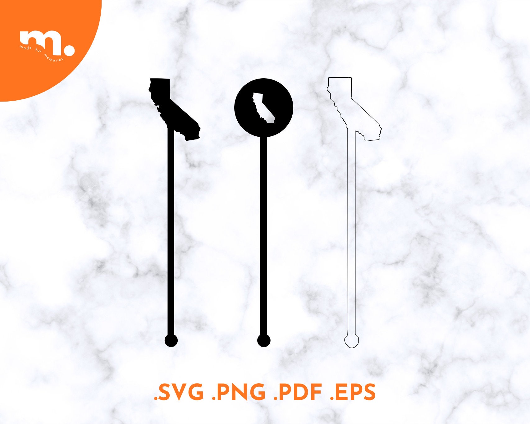 California Swizzle Sticks SVG File | California Drink Stirrers Laser ...