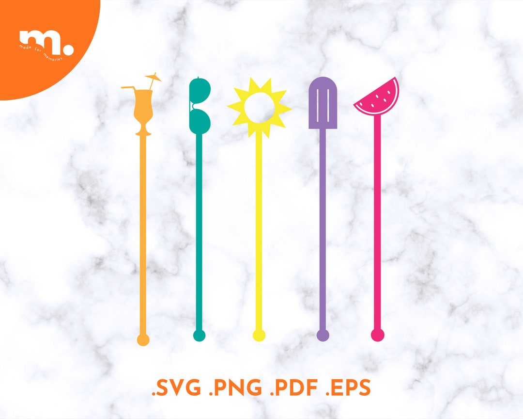 Summer Drink Stirrers Svg File | Summer Swizzle Sticks Laser Cut Files ...
