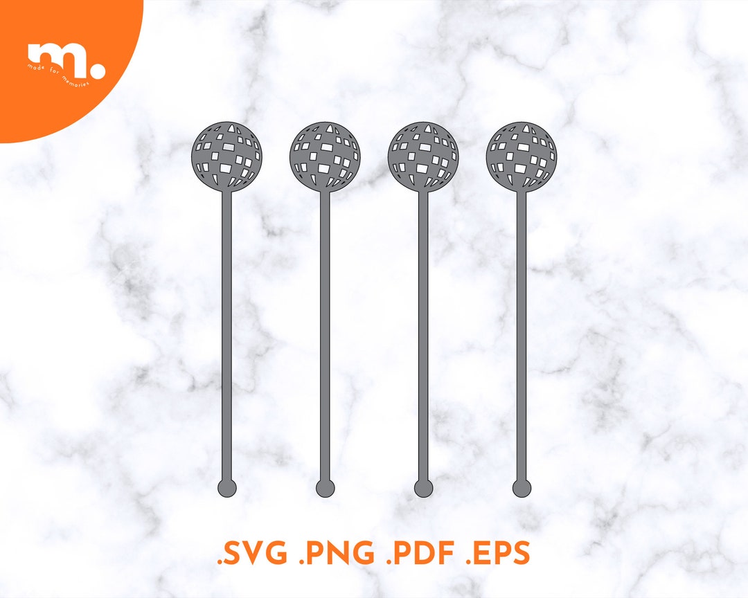 Disco Ball Drink Stirrers SVG File | Disco Ball Stir Stick Laser Cut ...