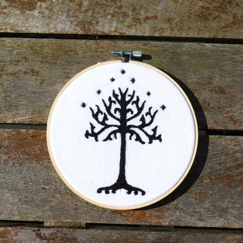 Lord of the Rings Tree of Gondor Handmade Embroidery Hoop Art, Finished ...