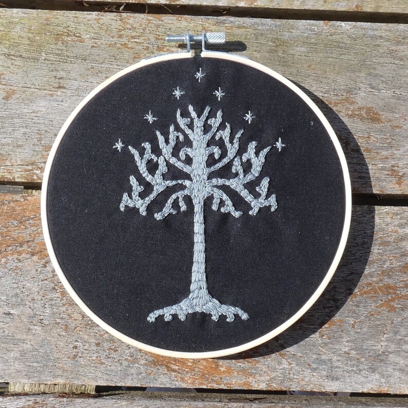 Lord of the Rings Tree of Gondor Handmade Embroidery Hoop Art, Finished ...