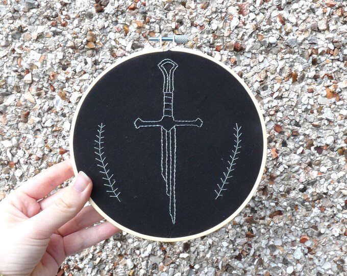 Lord of the Rings Embroidery Hoop Art Narsil Sword, Finished Embroidery ...