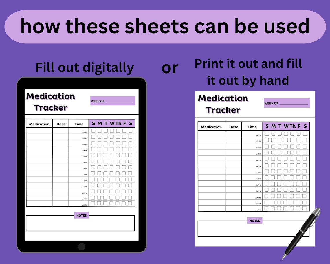 Medication Tracker for Goodnotes A5 A7 Easy Medication Tracker - Etsy