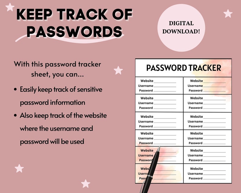 Password Tracker for Goodnotes Planner Easy Password Tracker for iPad ...