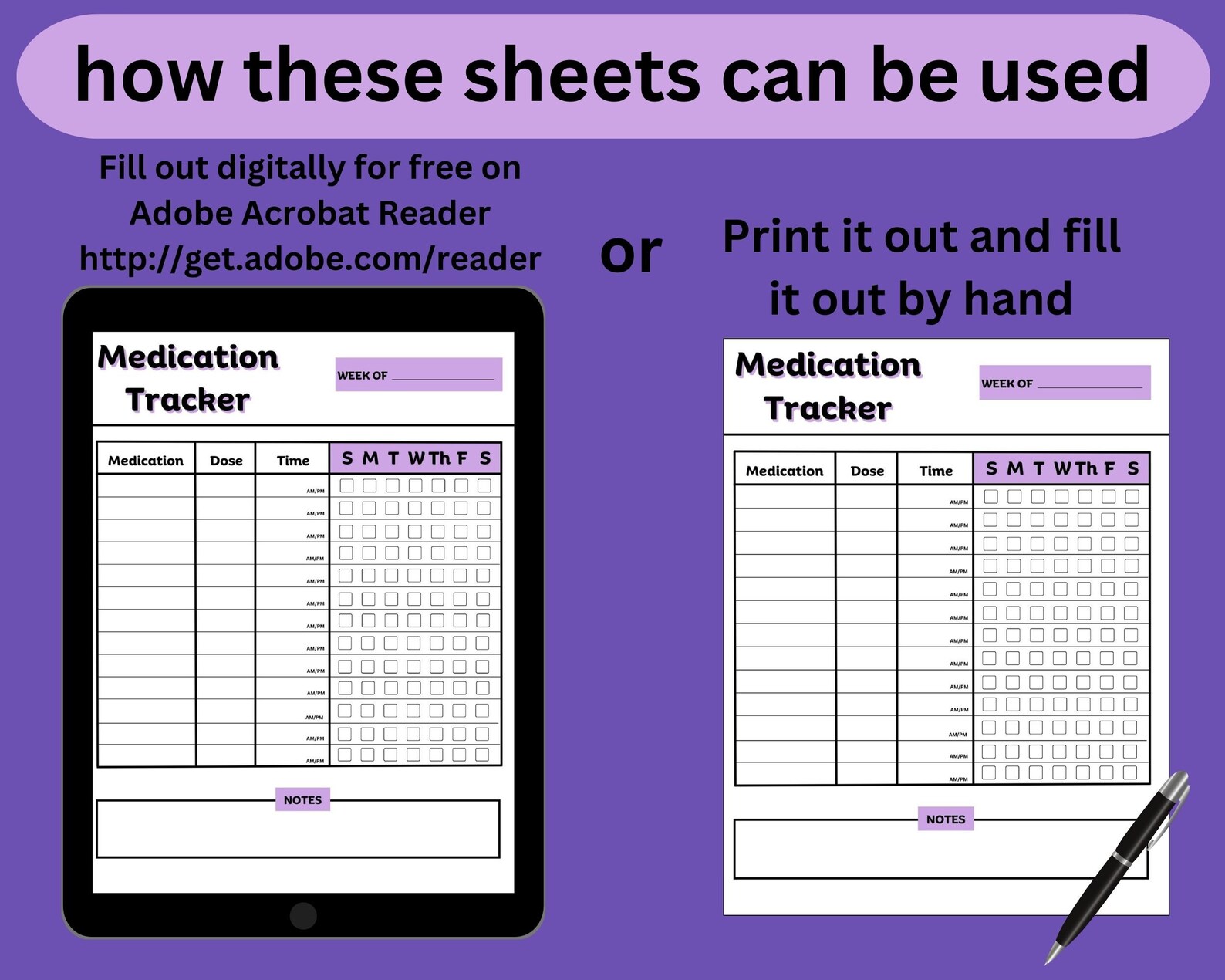 Medication Tracker for Goodnotes A5 A7 Easy Medication Tracker for iPad ...