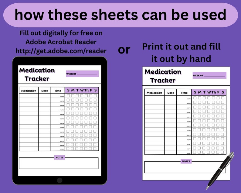 Medication Tracker for Goodnotes A5 A7 Easy Medication Tracker for iPad ...