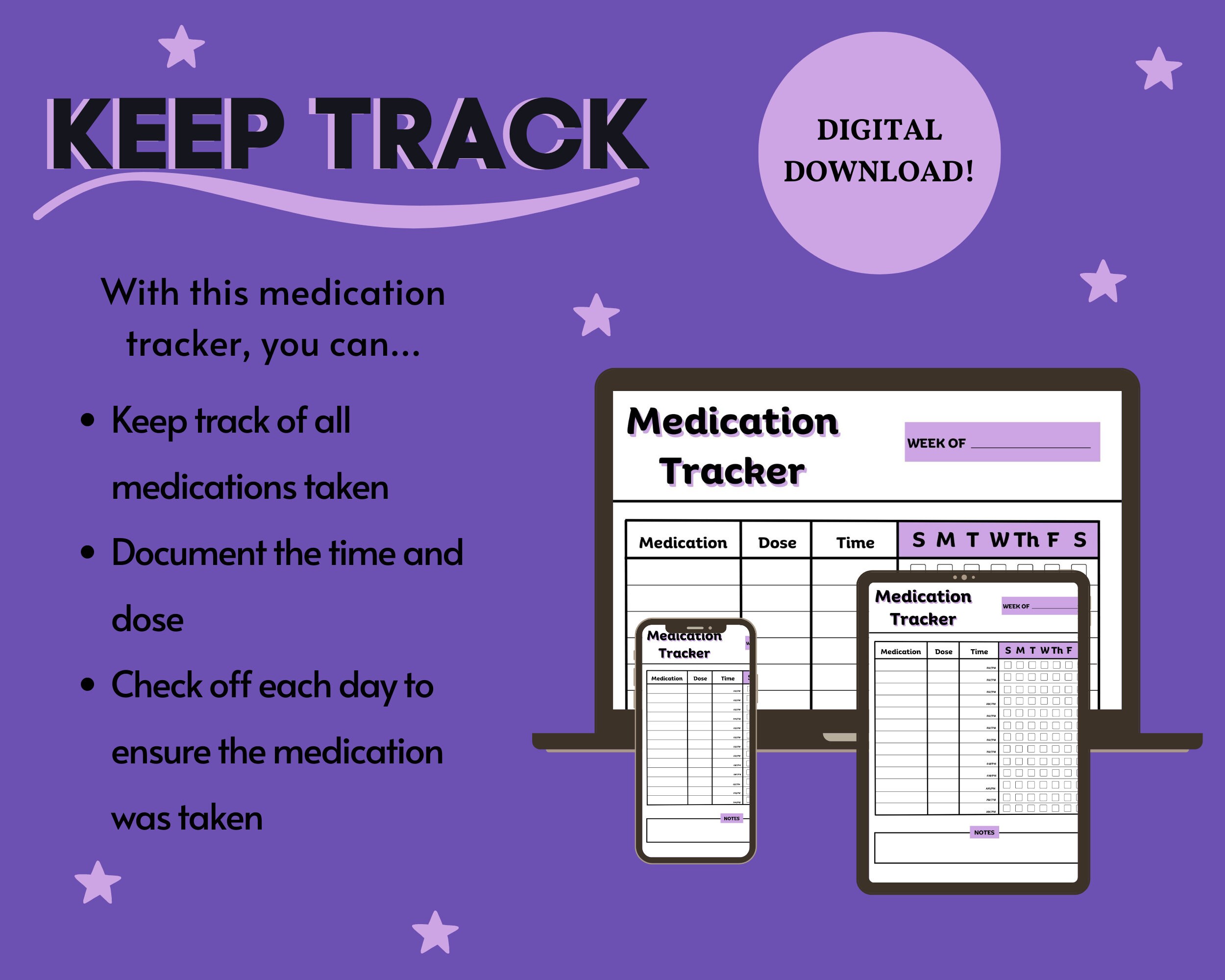 Medication Tracker for Goodnotes A5 A7 Easy Medication Tracker for iPad ...