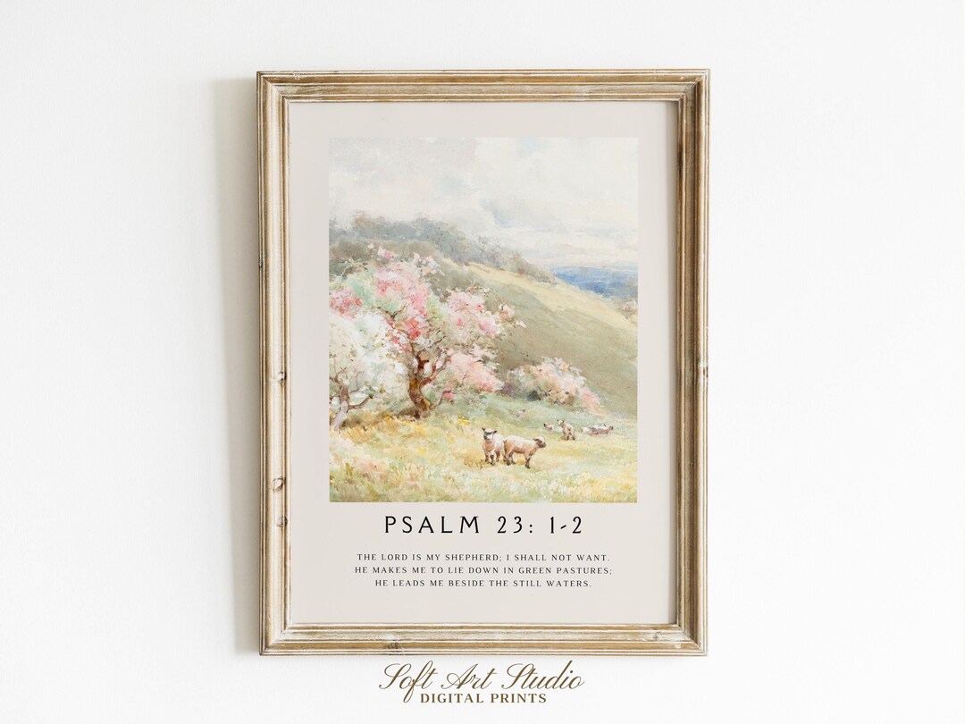 Psalm 23 Sheep Print: Vintage Christian Nursery Art (digital Print) - Etsy