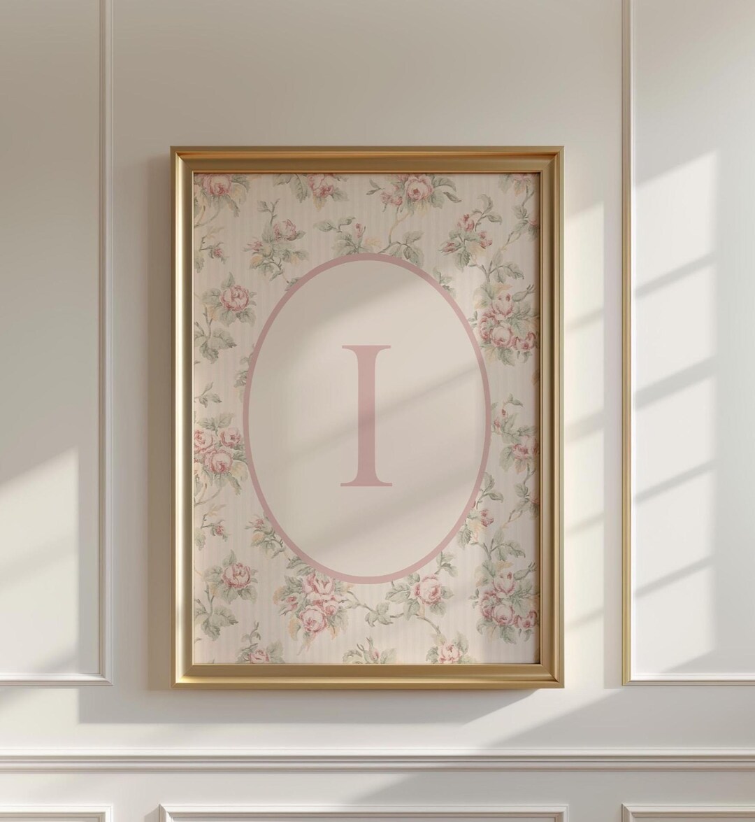 Vintage Floral Letter I Print: Personalized Nursery Decor (digital ...