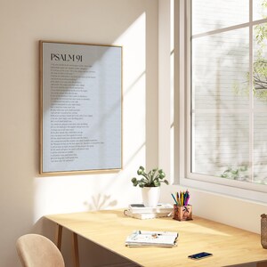 Psalm 91 Blue Typology Font Christian Wall Art Minimal Scripture Print ...