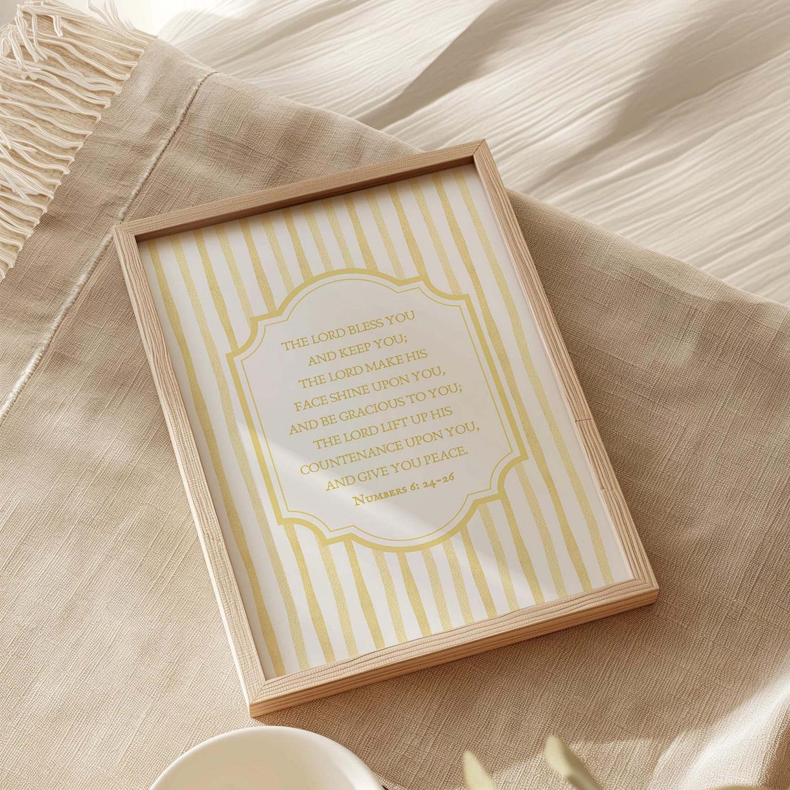 The Lord Bless You, Yellow Stripe Scripture Art, Girls Bible Verse ...