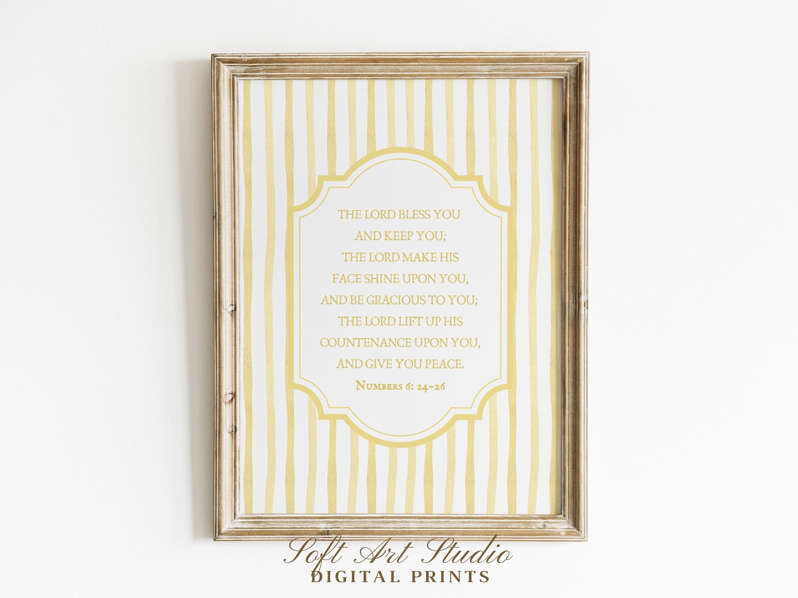 The Lord Bless You, Yellow Stripe Scripture Art, Girls Bible Verse ...