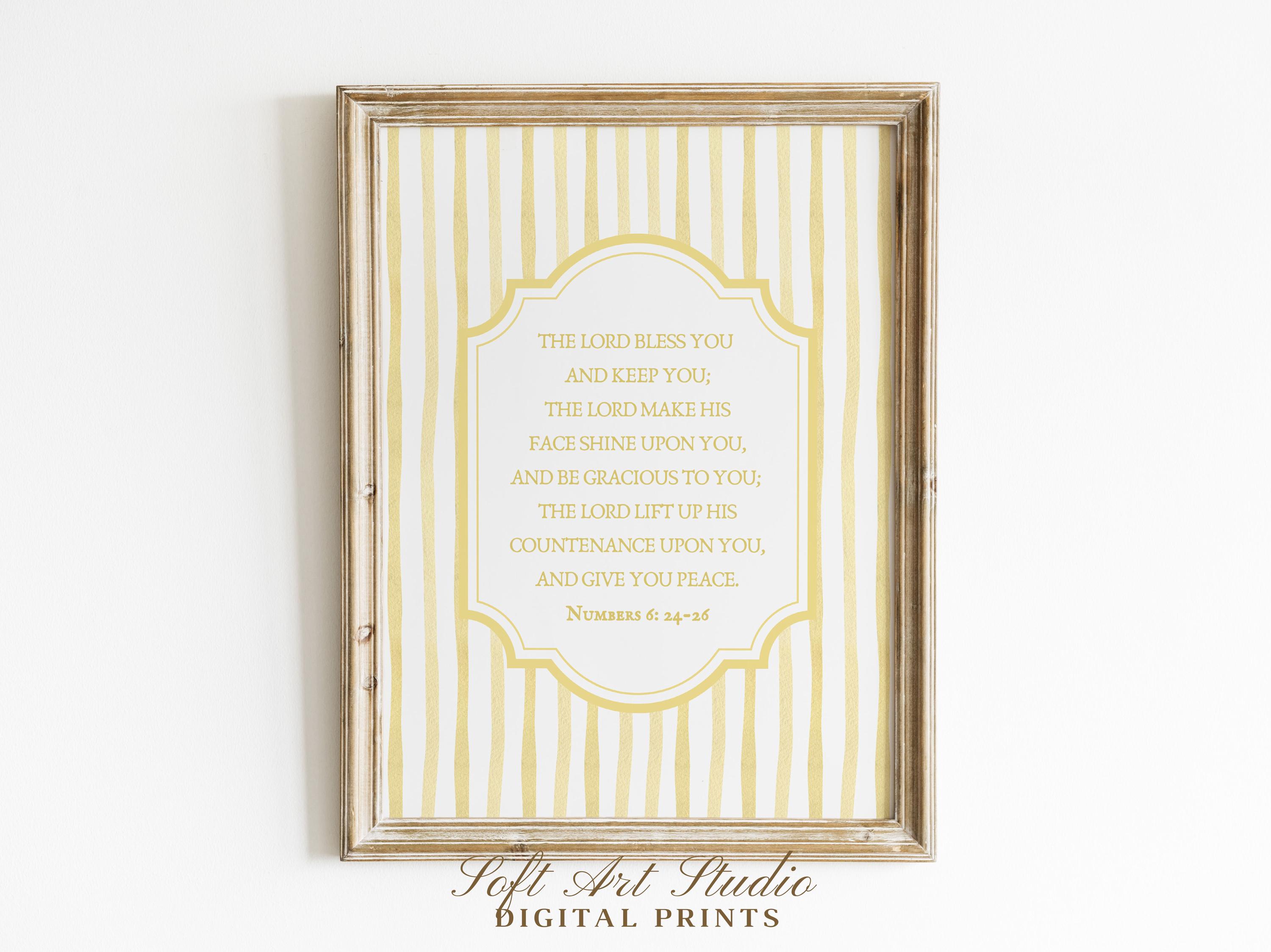 The Lord Bless You, Yellow Stripe Scripture Art, Girls Bible Verse ...