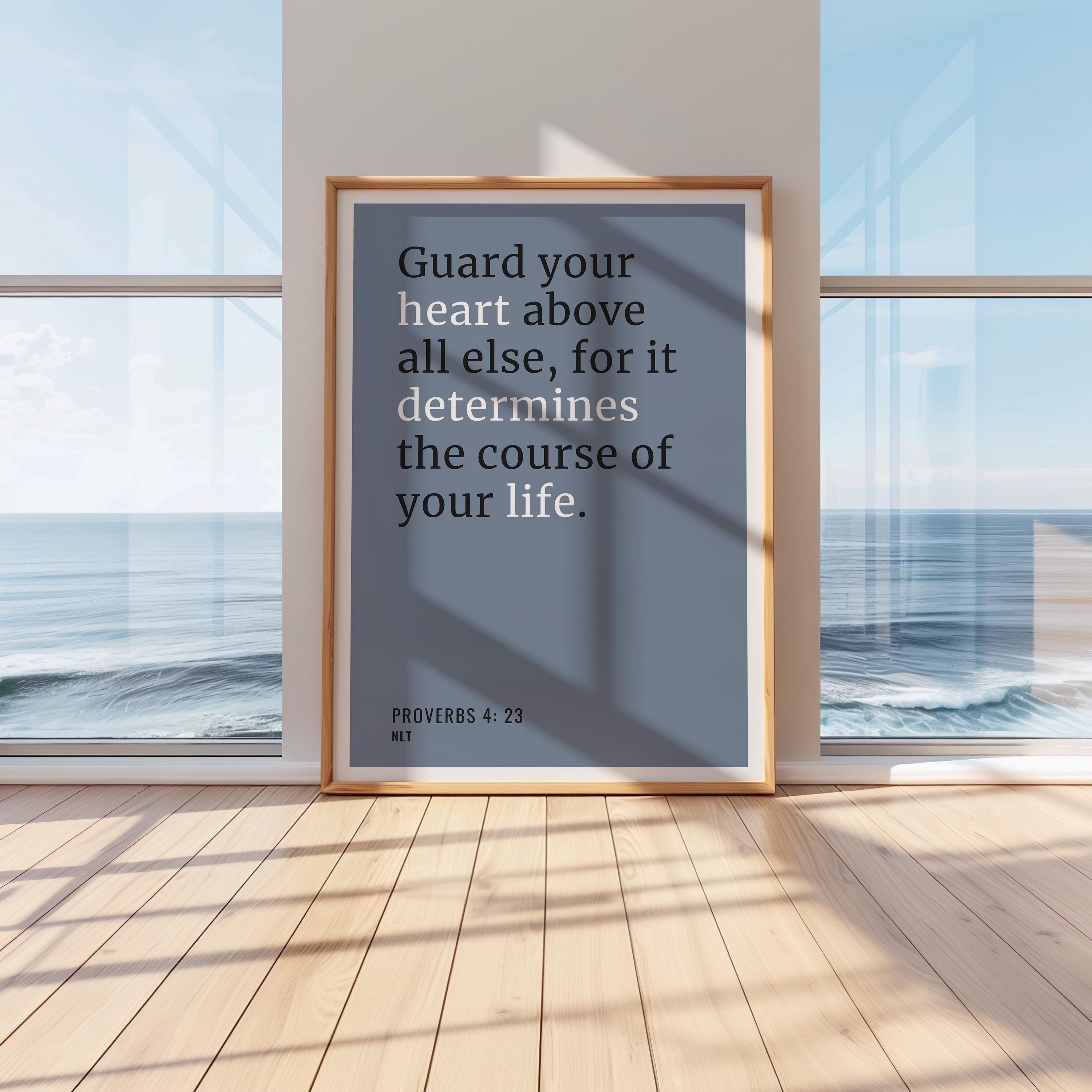 Modern Christian Wall Art BLUE Bible Quotes, Minimalist Typography ...