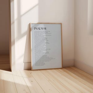 Psalm 91 Blue Typology Font Christian Wall Art Minimal Scripture Print ...