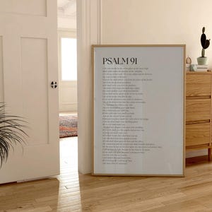 Psalm 91 Blue Typology Font Christian Wall Art Minimal Scripture Print ...
