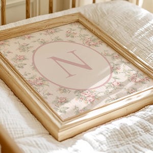 Letter N Floral Monogram Print: Vintage Boho Nursery Decor (digital ...