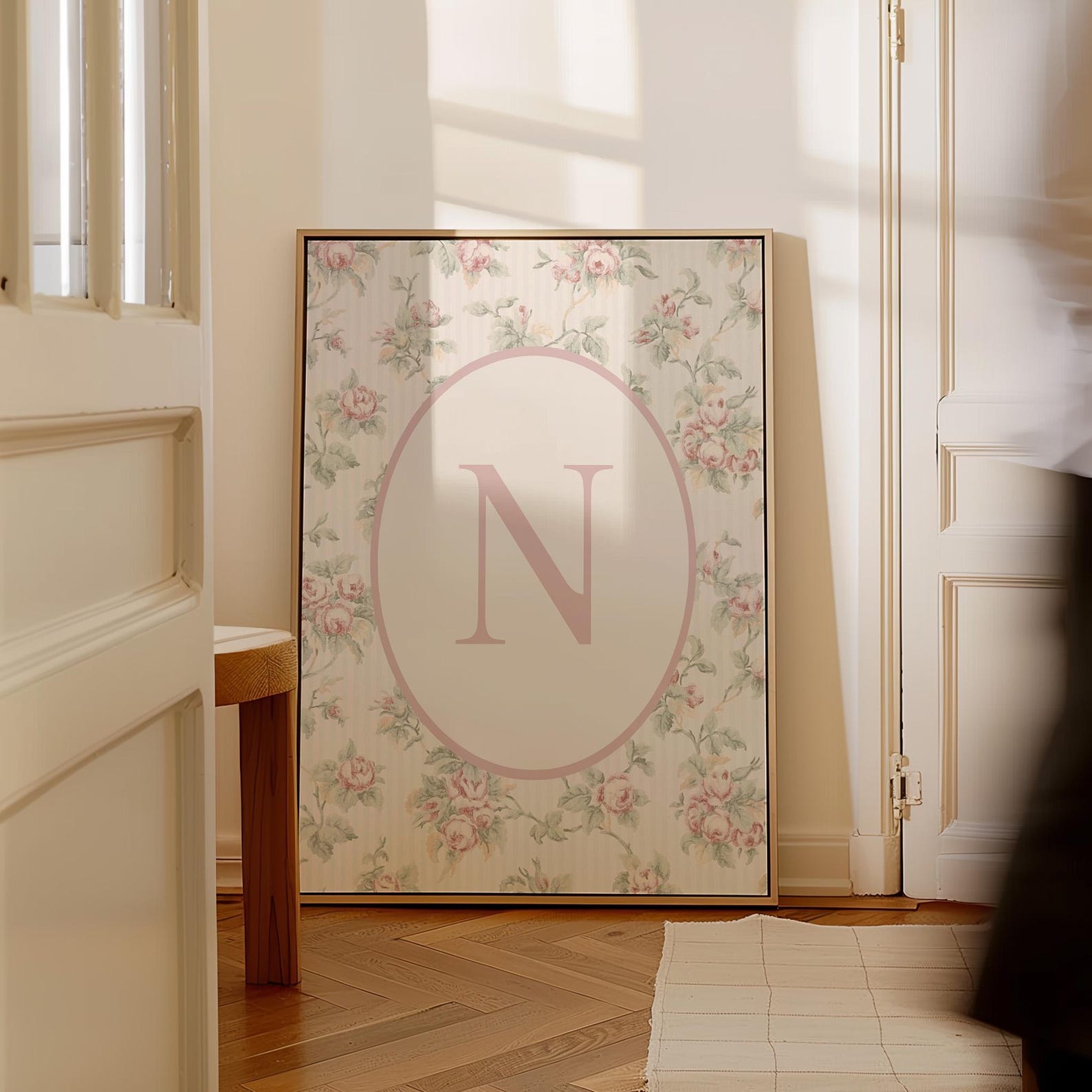Letter N Floral Monogram Print: Vintage Boho Nursery Decor (digital ...