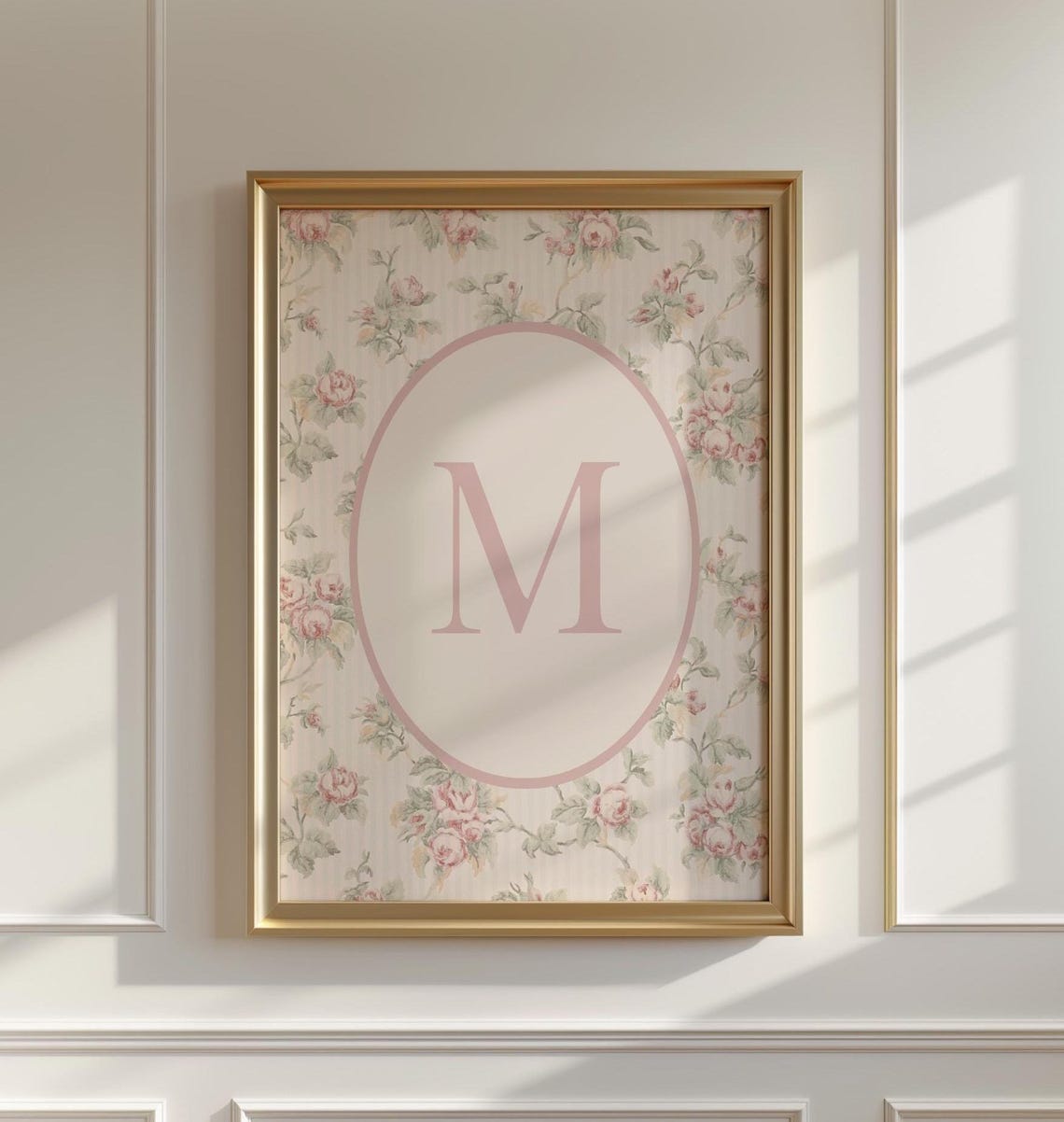 Floral Letter M Initial Print: Custom Girl's Nursery Decor Digital ...