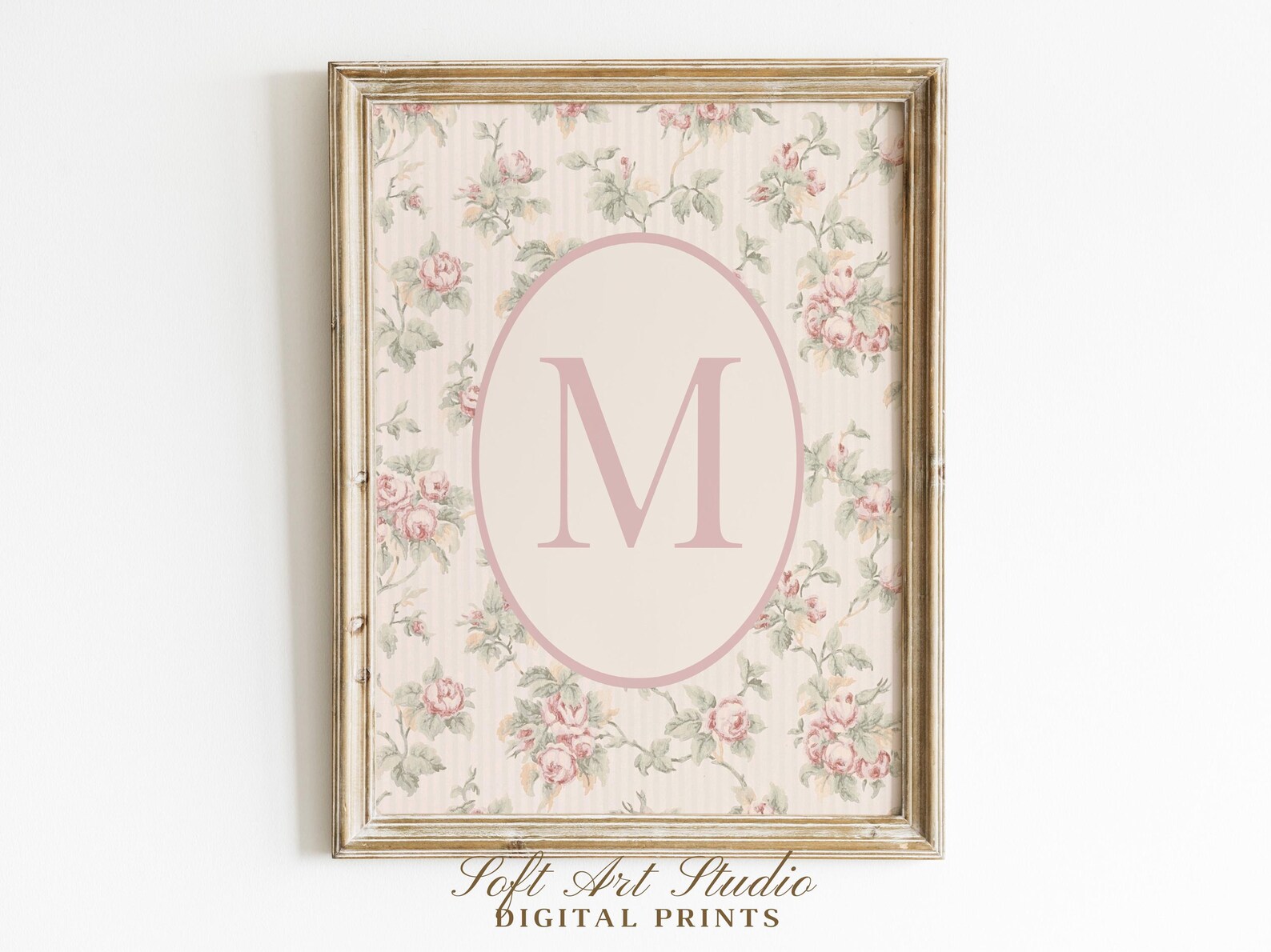 Floral Letter M Initial Print: Custom Girl's Nursery Decor Digital ...