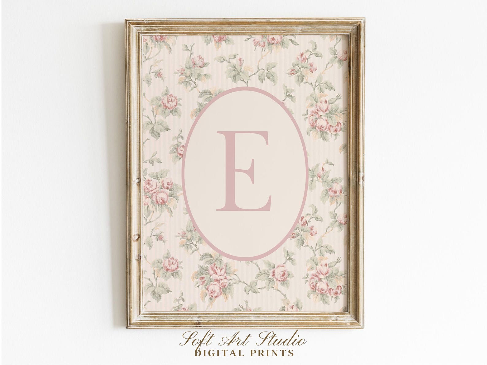 Floral Letter E Print: Vintage Monogram Nursery Decor (digital Download ...
