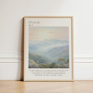 Psalm 91 Watercolor Landscape Print: Christian Scripture Decor (digital ...
