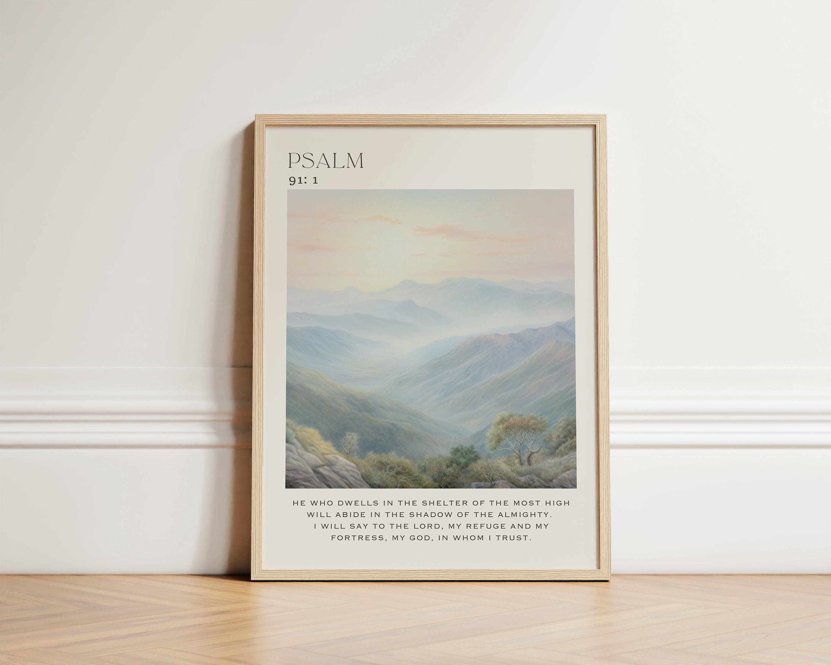 Psalm 91 Watercolor Landscape Print: Christian Scripture Decor (digital ...