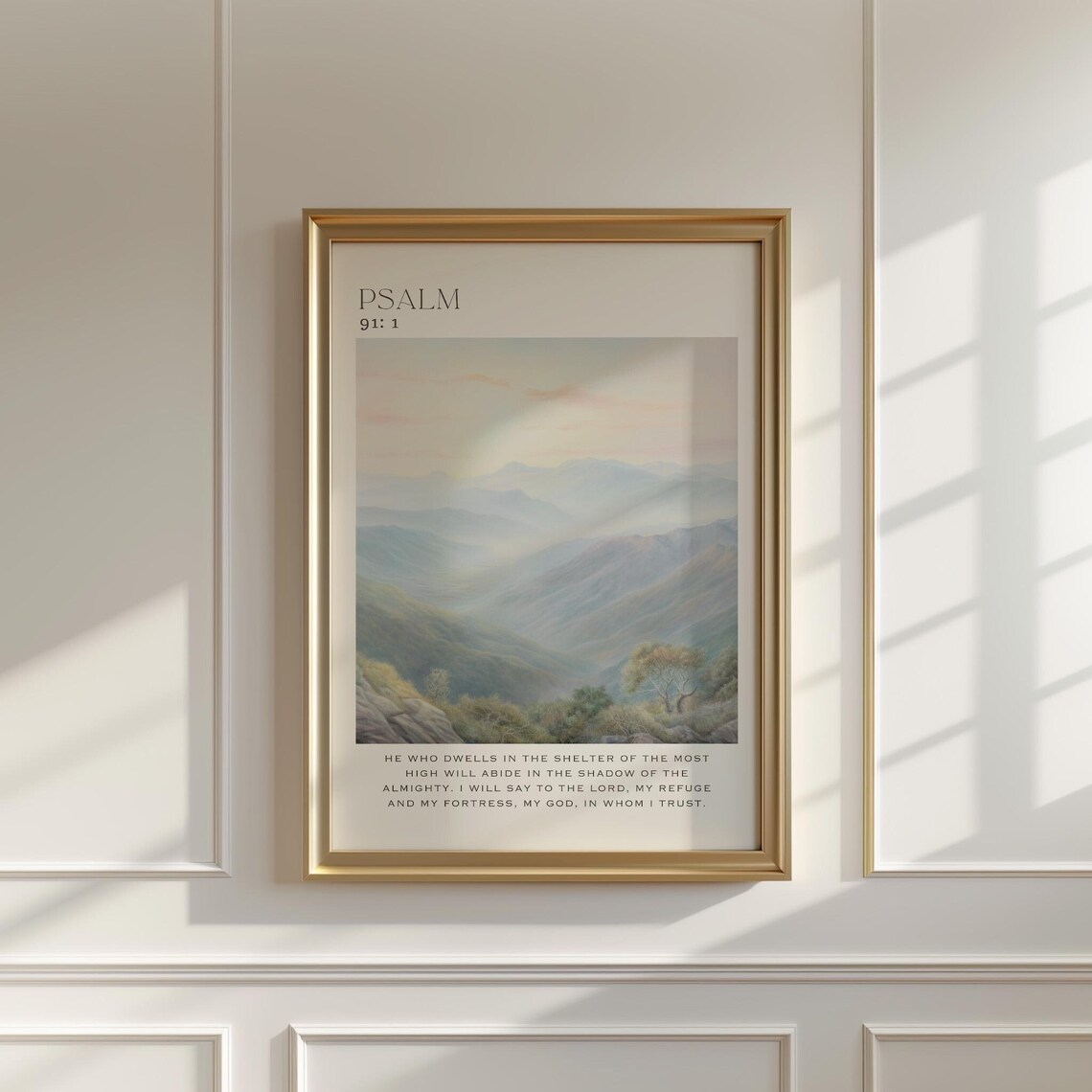 Psalm 91 Watercolor Landscape Print: Christian Scripture Decor (digital ...